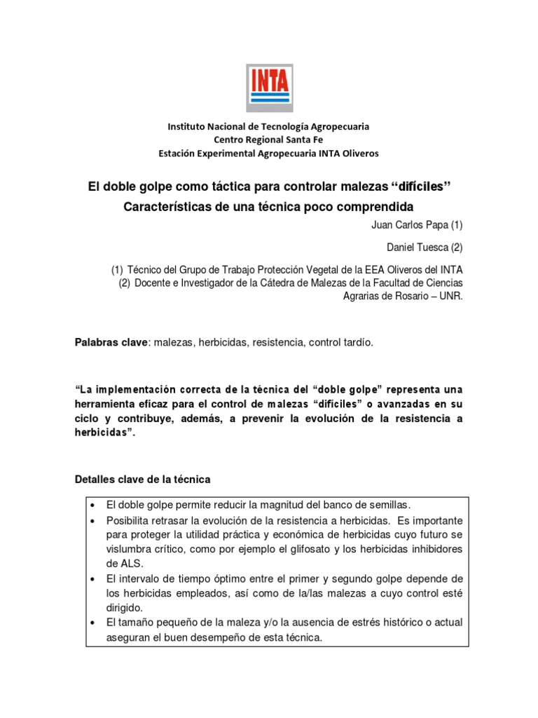 DOBLE GOLPE (Papa-Tuesca) | PDF | Herbicida | Siembra