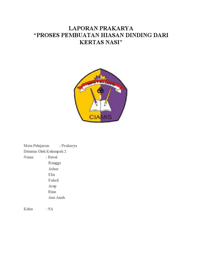 Laporan Prakarya Kelas Ixa SMPN 1 Rajadesa | PDF