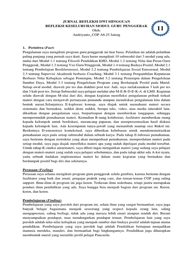 Jurnal Dwi Mingguan Ke-11 - Andriyanto | PDF | Pengembangan Diri