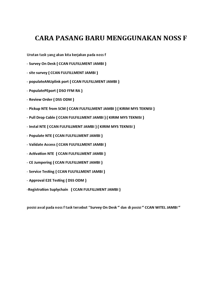 Panduan Pasang Baru NOSS F Jambi | PDF | Teknologi & Rekayasa