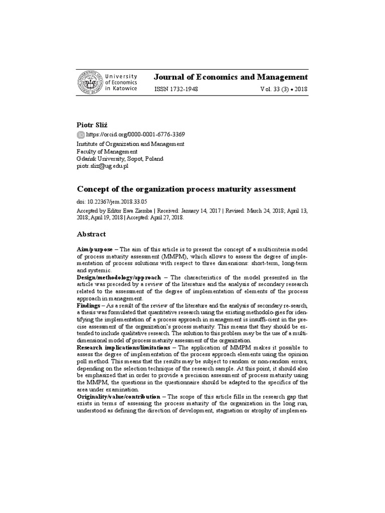 Concept Process Maturity Assessment | PDF | Evaluation | Business Process Management