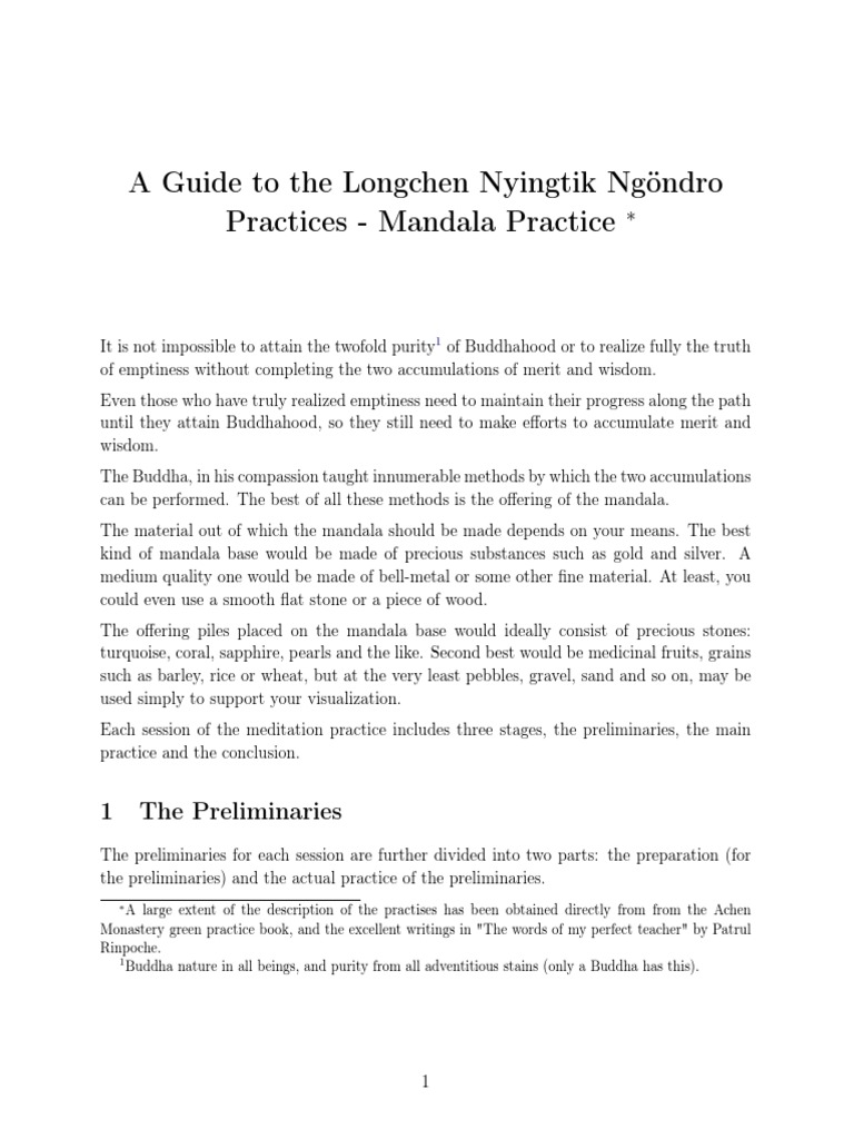 A Guide To The Longchen Nyingtik Ngöndro Practices - Mandala Practice | PDF