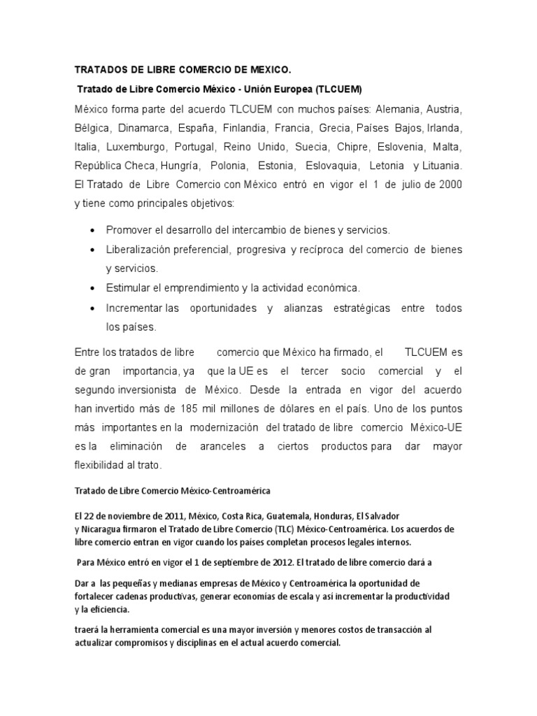 Tratados de Libre Comercio de Mexico | PDF | Comercio | México