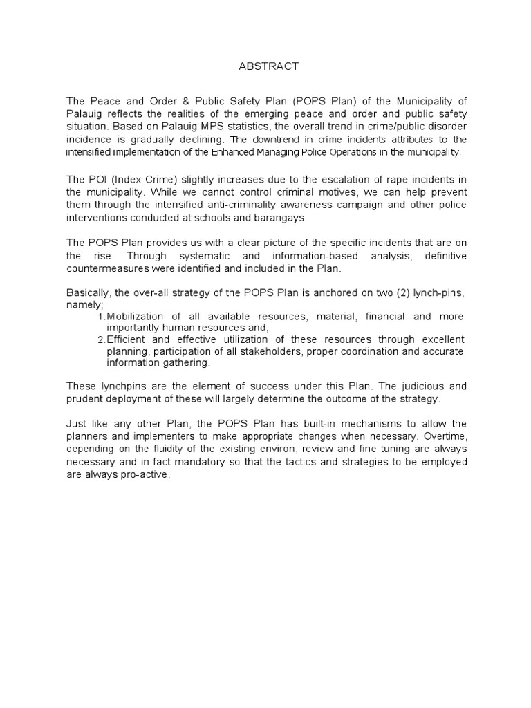 Palauig MPS Pops Plan 2022 | PDF | Rape | Police