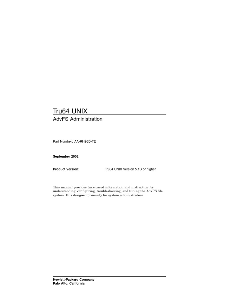 AdvFS Admin | PDF | File System | Computer File