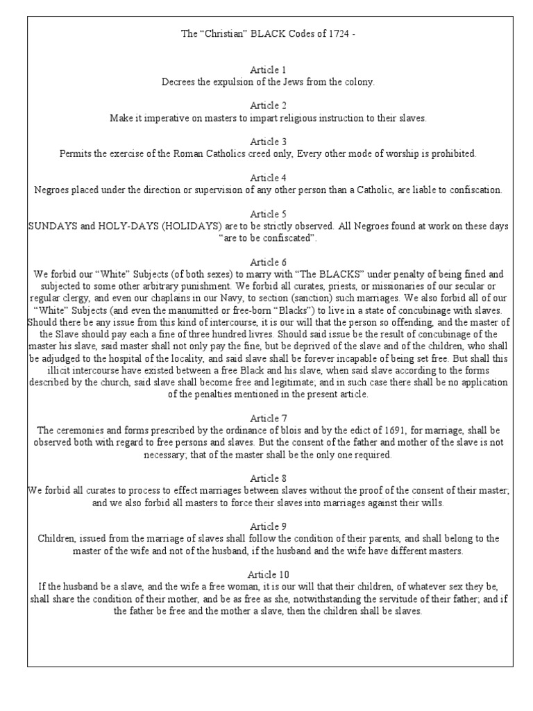 Black Christian Codes | Download Free PDF | Crime & Violence | Crime ...