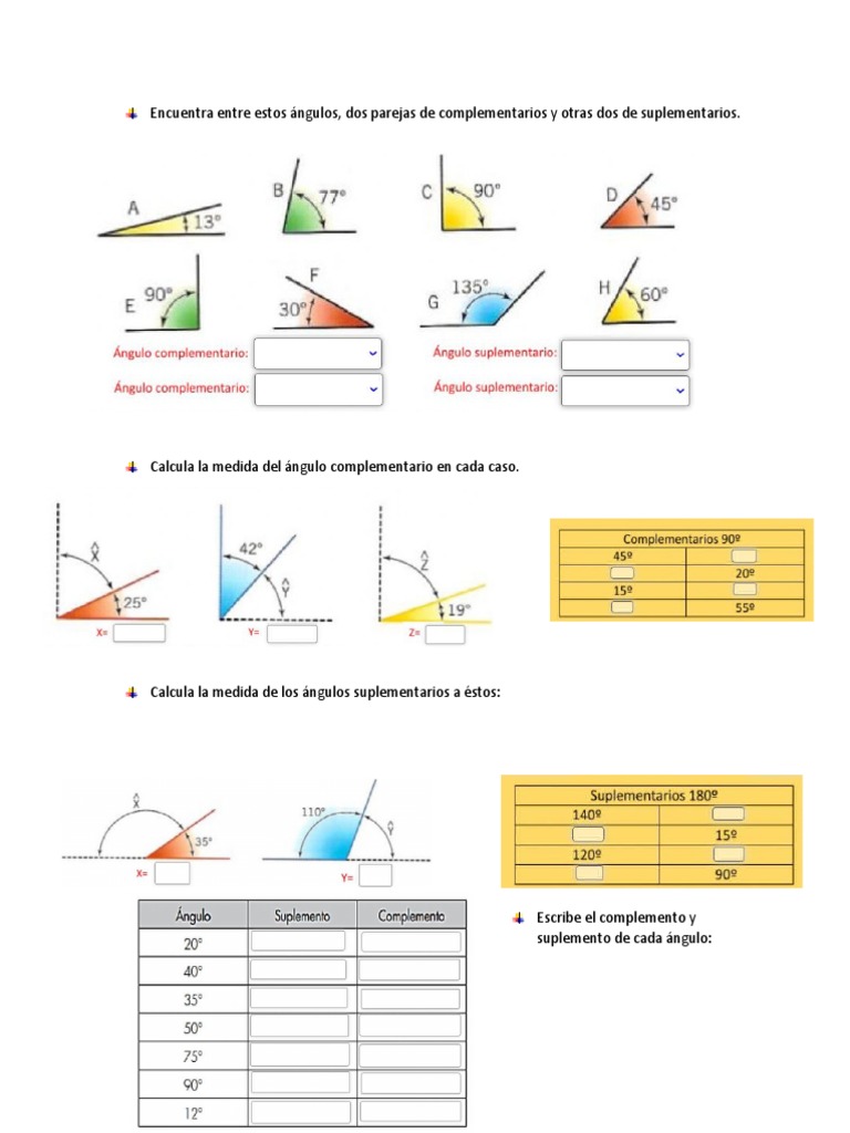 A. Angulos Complementarios y Suplementarios | PDF