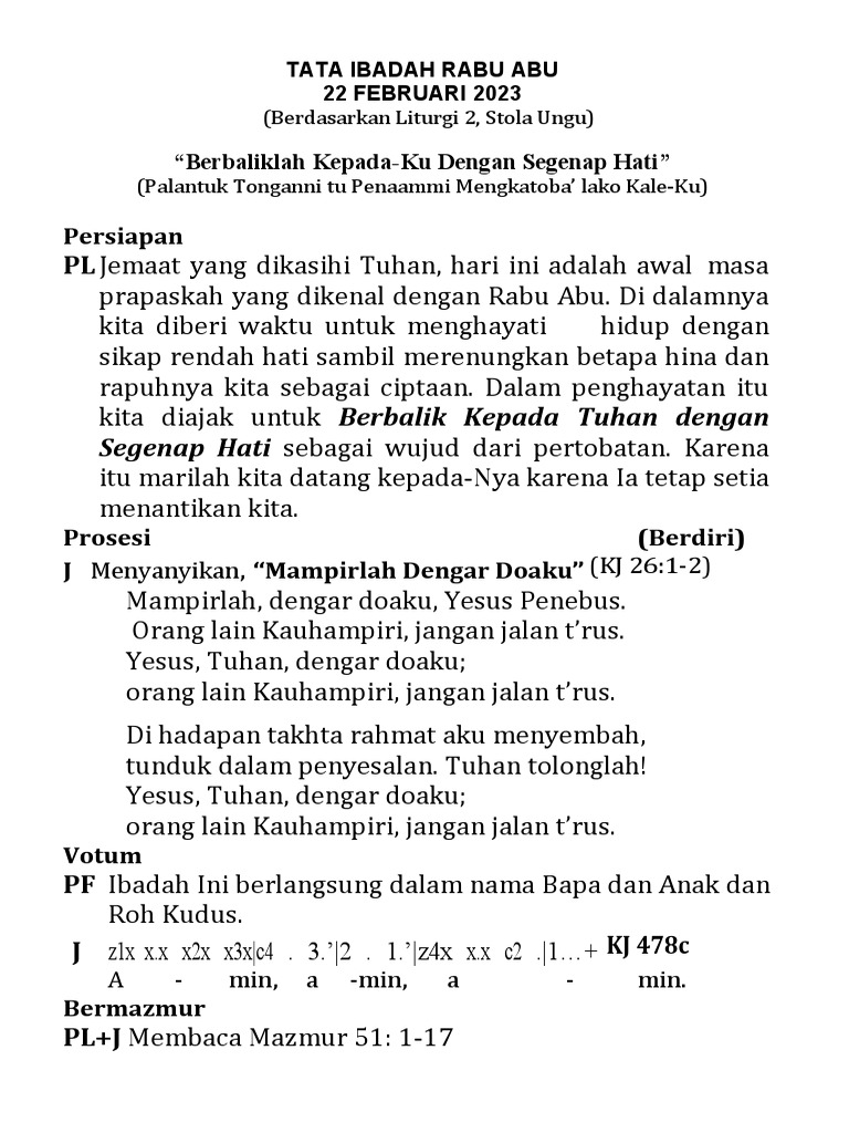 Tata Ibadah Rabu Abu | PDF