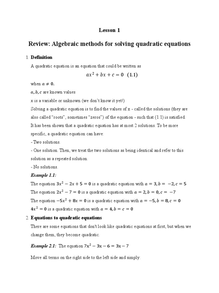 Lesson 1 For GCSE Maths Grade 10 | Download Free PDF | Equations ...