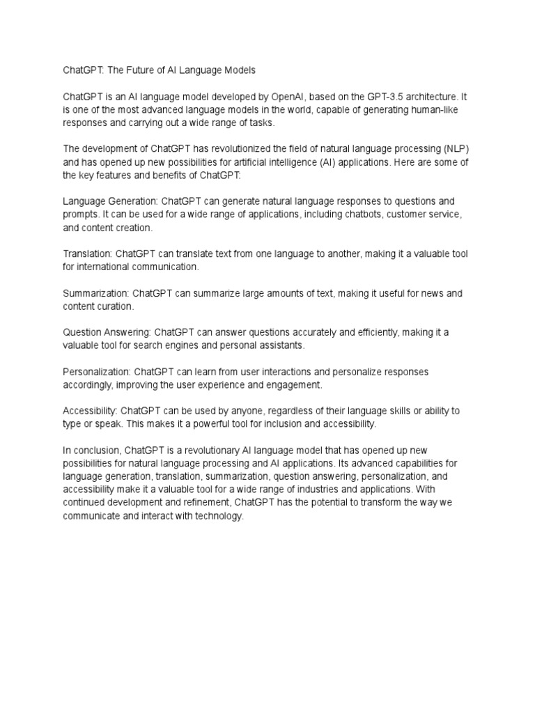 ChatGPT - The Future of AI Language Models | PDF