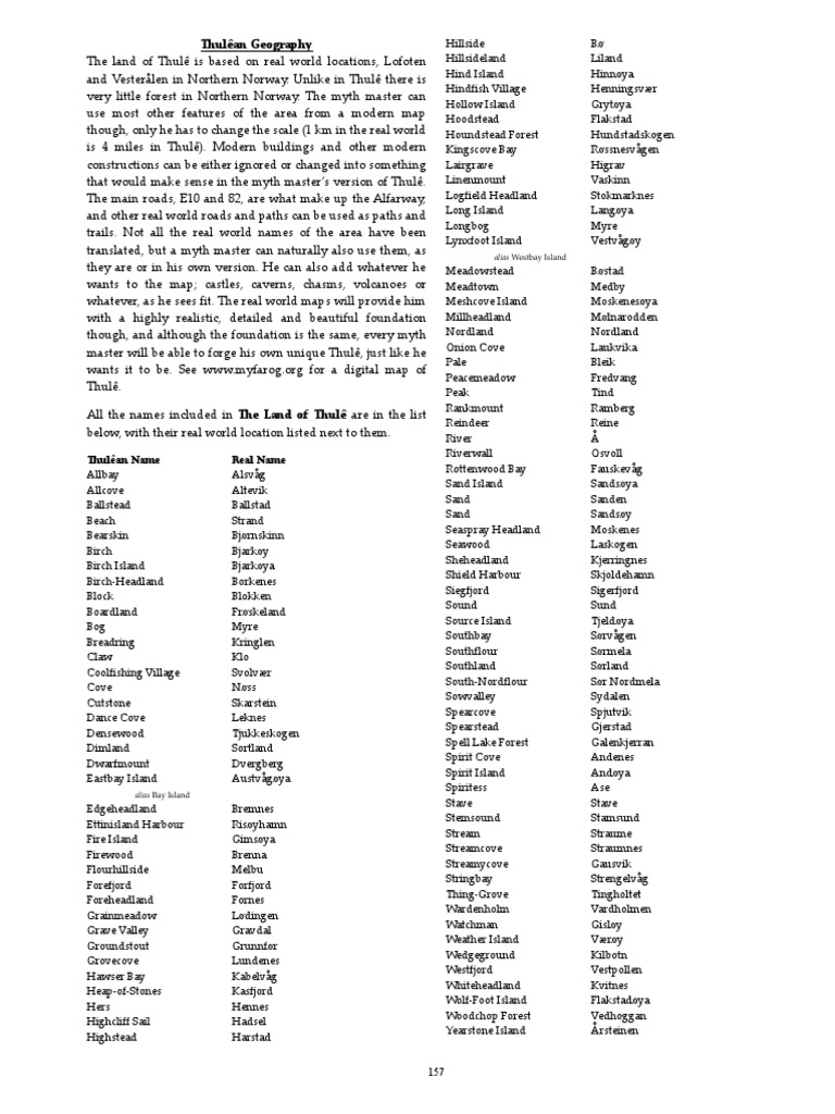 Thulean Place Names in Alphabetic Order | PDF
