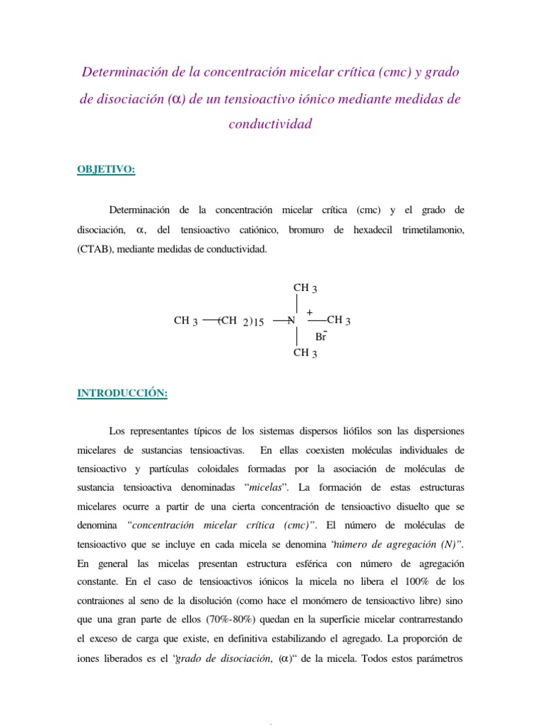 Determinacion de La CMC | PDF | Tensioactivo | Concentración