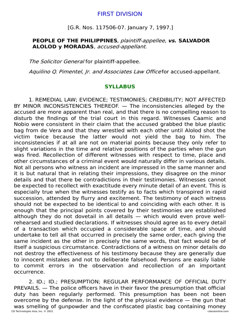 70 People V Alolod | PDF | Witness | Testimony