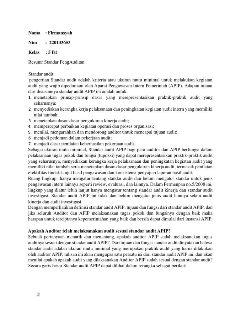 Standar Audit APIP: Panduan Praktis | PDF