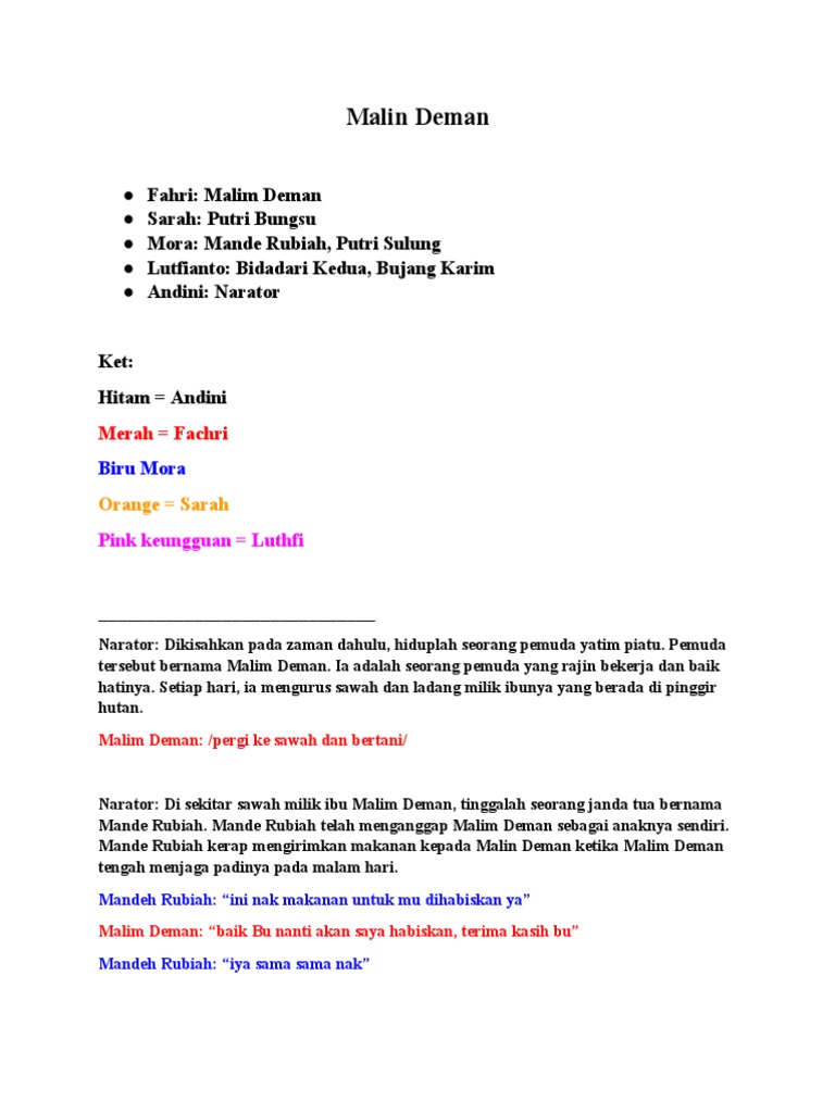 Drama Malim Deman | PDF | Poetry