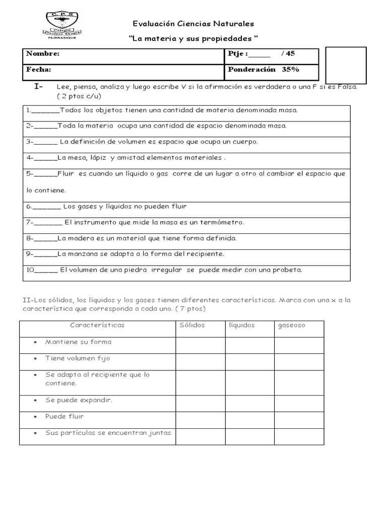 Propiedades de la Materia en Ciencias Naturales | PDF | Gases | Líquidos