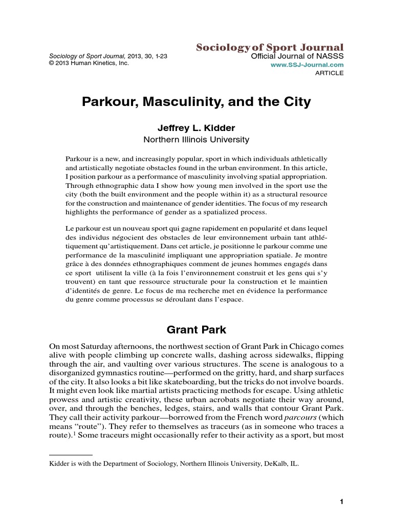 Parkour, Masculinity, and The City: Jeffrey L. Kidder | PDF