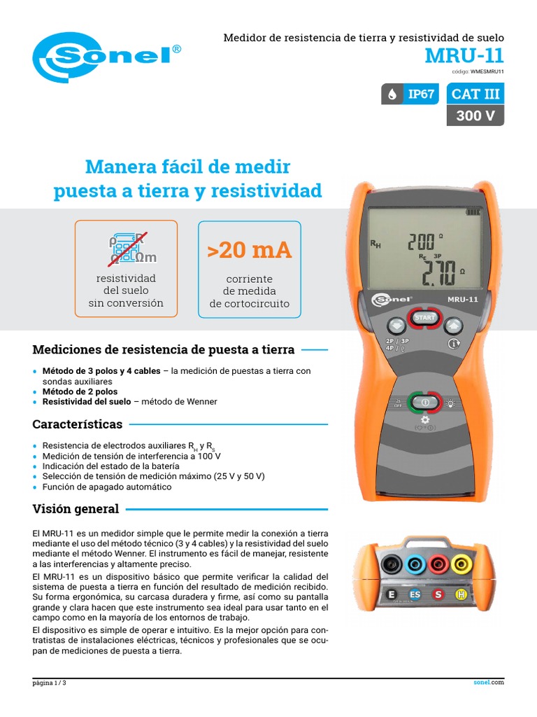 Folleto - MRU-11 - ES - v1.06 TELUROHMETRO | PDF | Medición ...