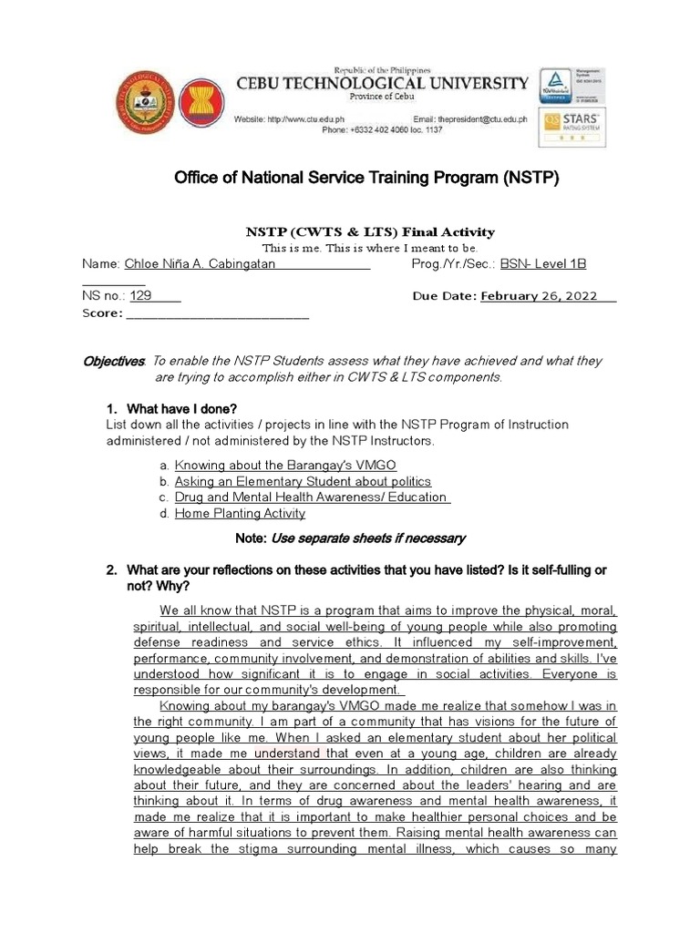 LTS CWTS Final Exam 1 | PDF