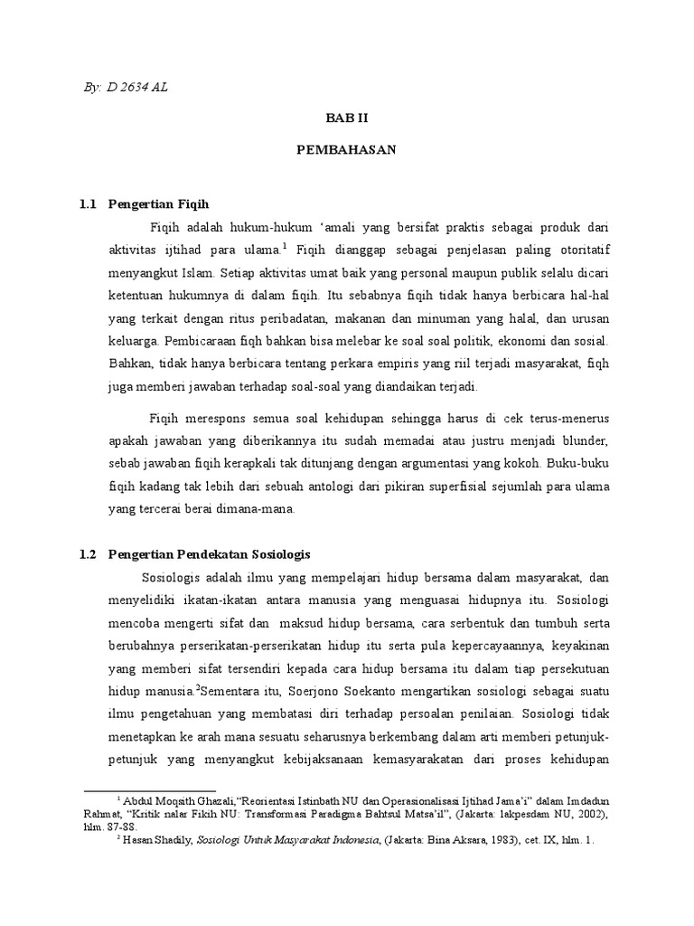 Studi Fiqih Dengan Pendekatan Sosiologis | PDF