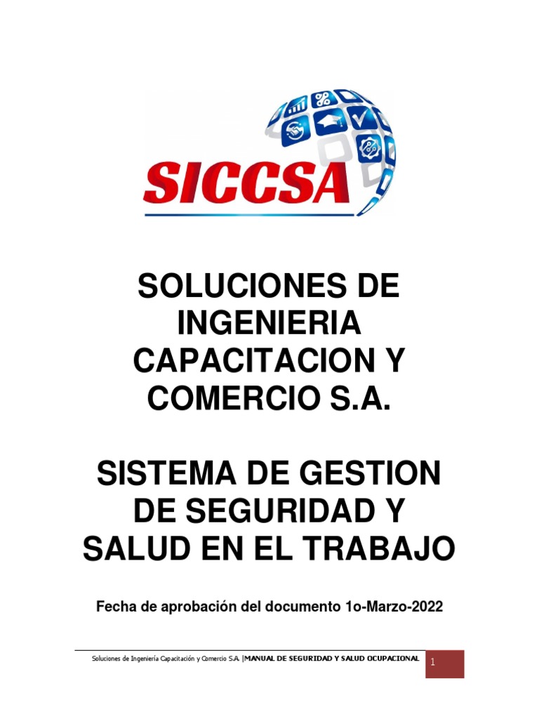 Sistema de Gestion de Seguridad y Salud en El Trabajo SICCSA 2022 CORREGIDO ABRIL 6 DE 2022 | PDF