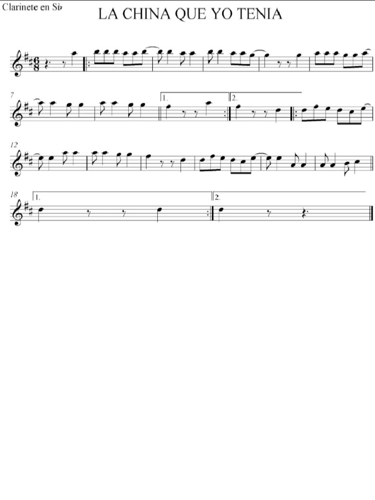 La China Que Yo Tenia Clarinete | PDF