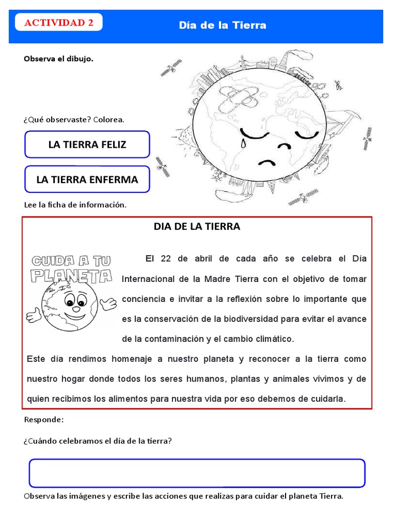 D1 A2 Ficha Ps. Dia de La Tierra | PDF