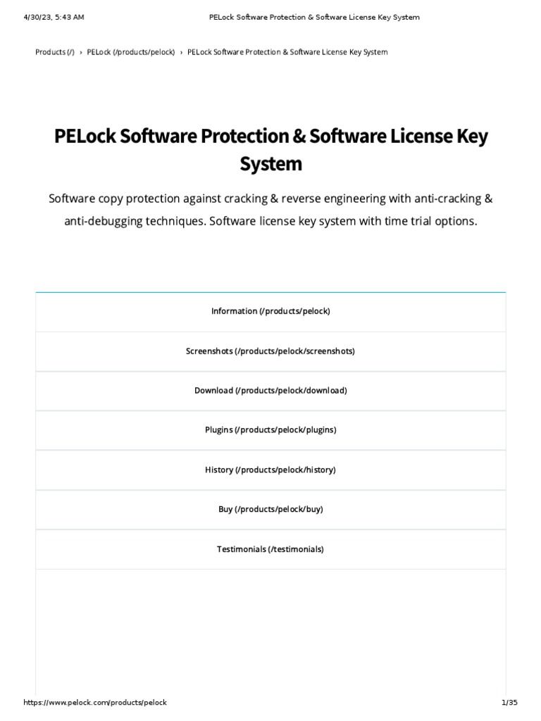 PELock Software Protection & Software License Key System | PDF