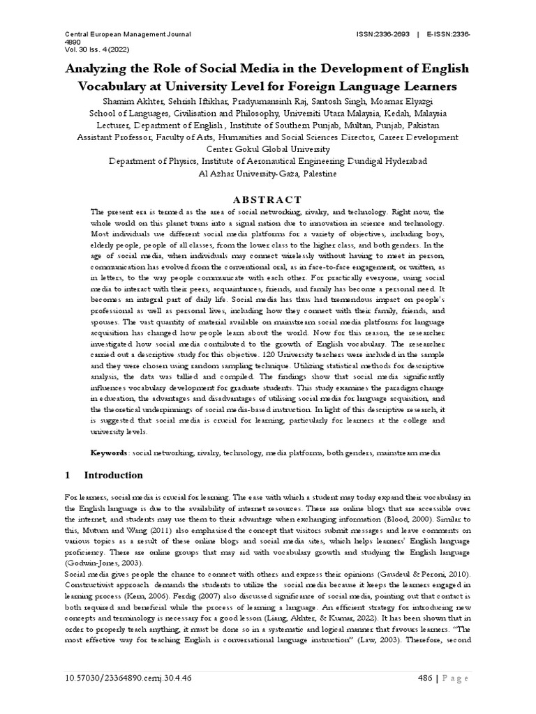 Analyzing The Role of Social Media in The Development of English ...