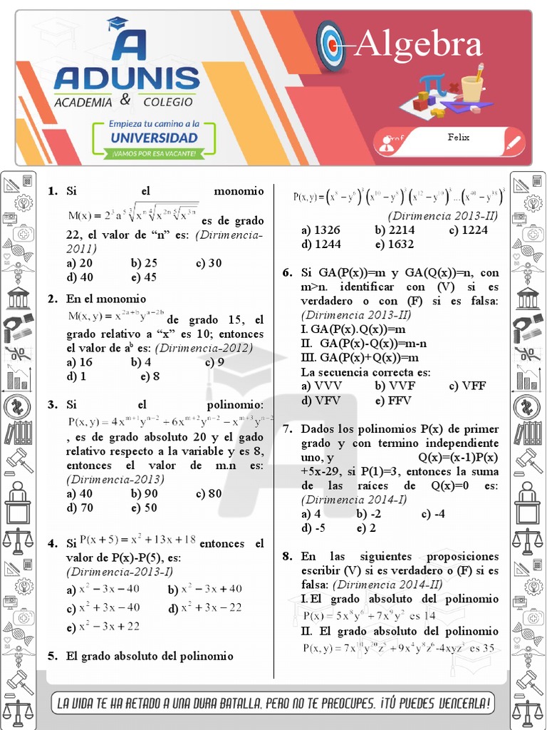 Polinomio Felix | PDF | Ciencia computacional | Álgebra abstracta