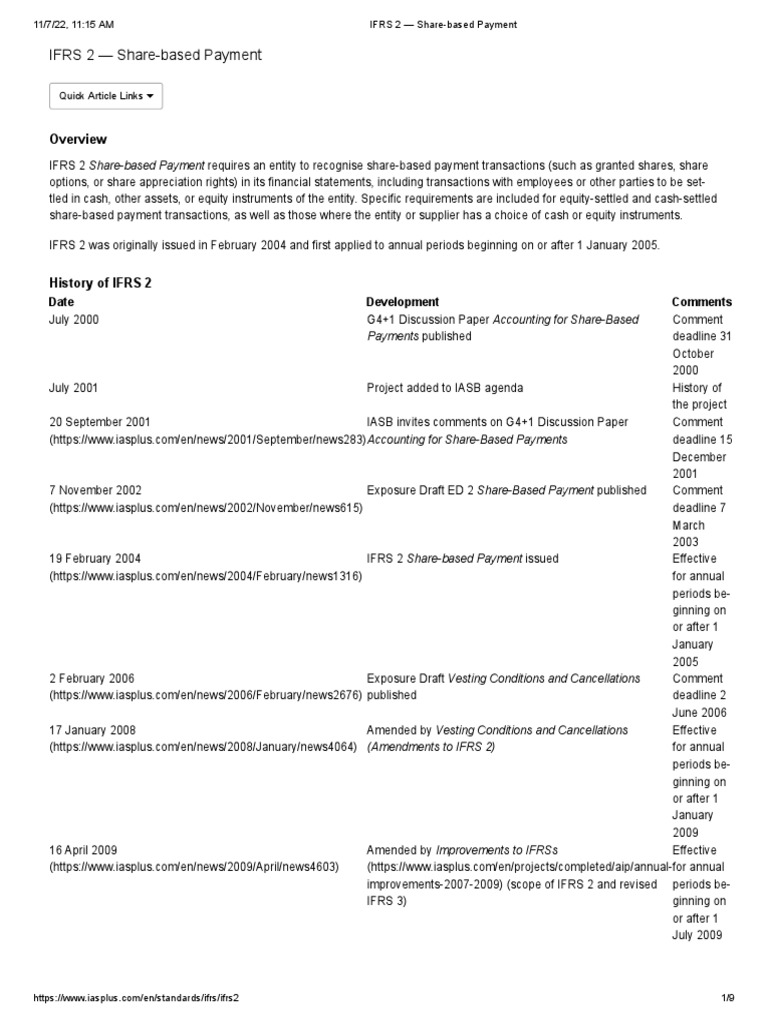 IFRS 2 - Share-Based Payment | PDF | Fair Value | International ...