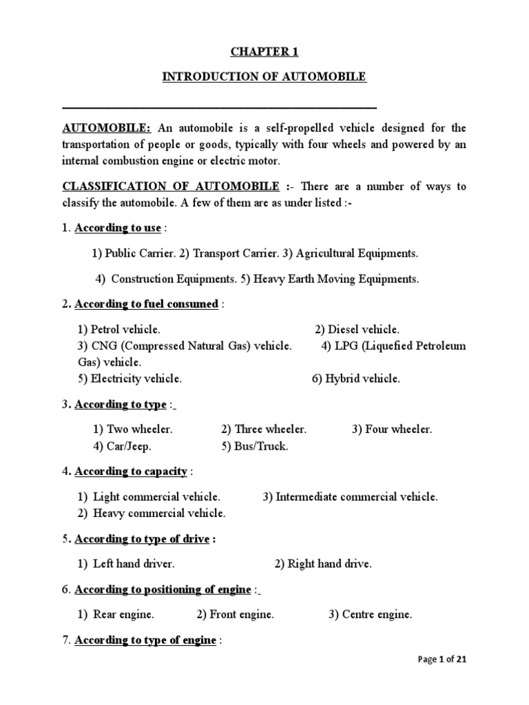 Introduction of Automobile - AUTOMOBILE: An Automobile Is A Self ...