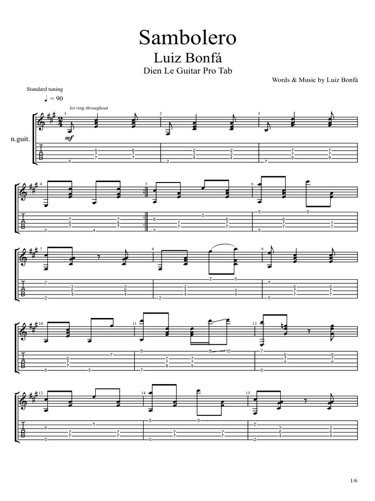 Sambolero - Guitar Tutorial + TAB | PDF | Guitar Family Instruments ...