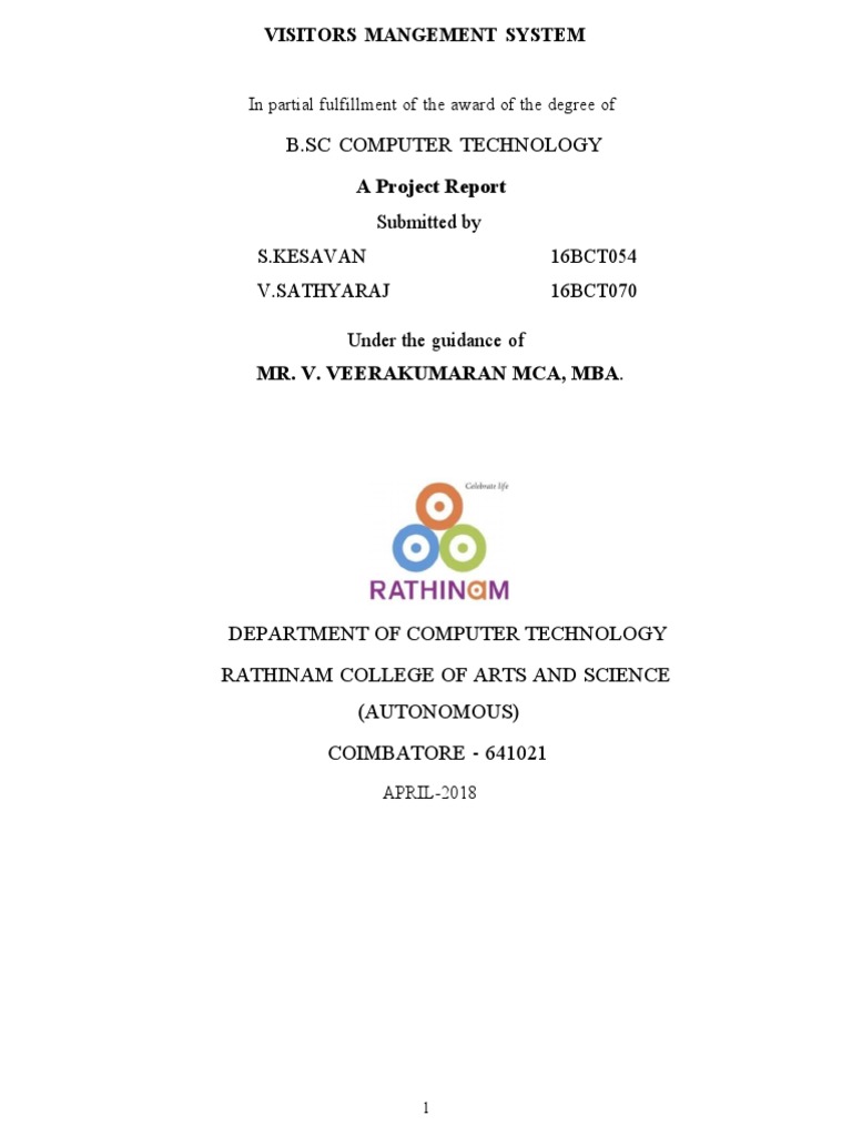 Visitor Management System Report | PDF | Microsoft Access | Databases