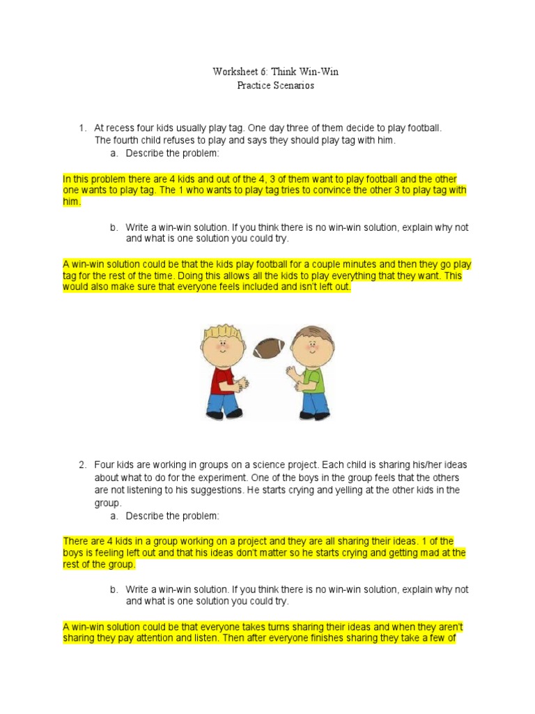 Worksheet 6 Think Win-Win | PDF