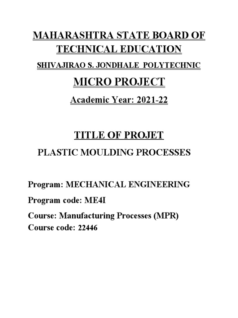 Micro Project: Maharashtra State Board of Technical Education | PDF
