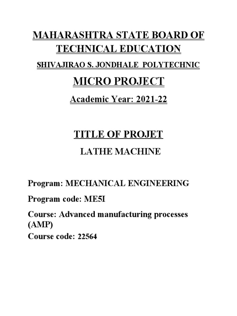 AMP Microproject | PDF | Machining | Business Process
