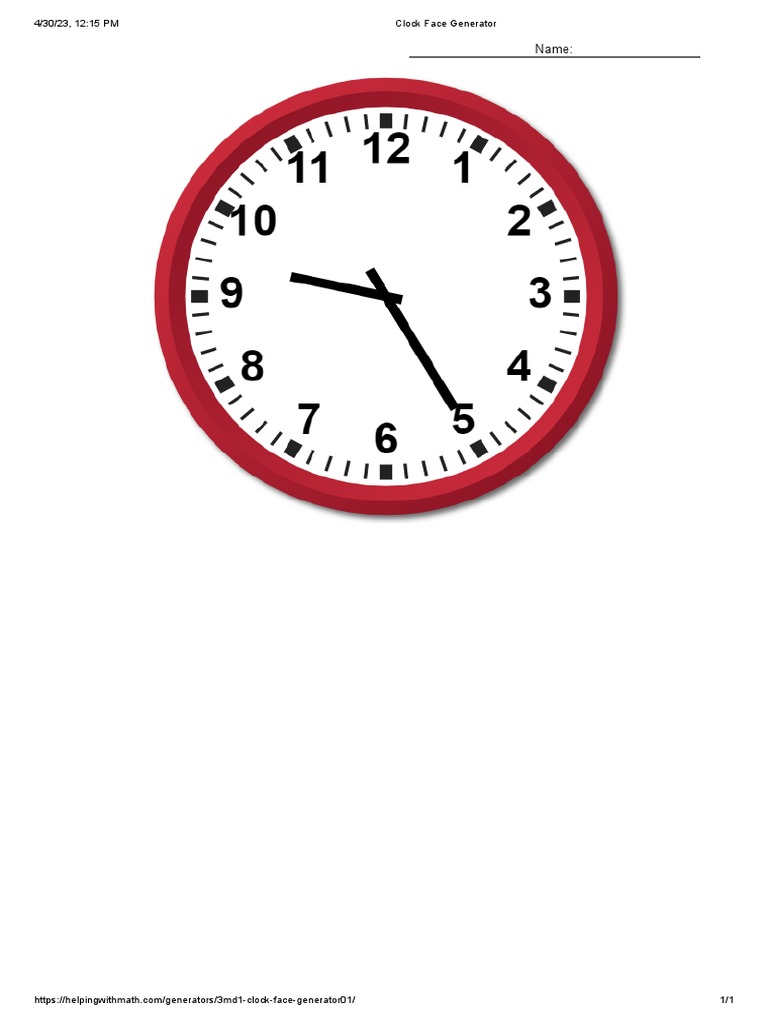 Clock Face Generator - Common-Core Math | PDF | Science & Mathematics