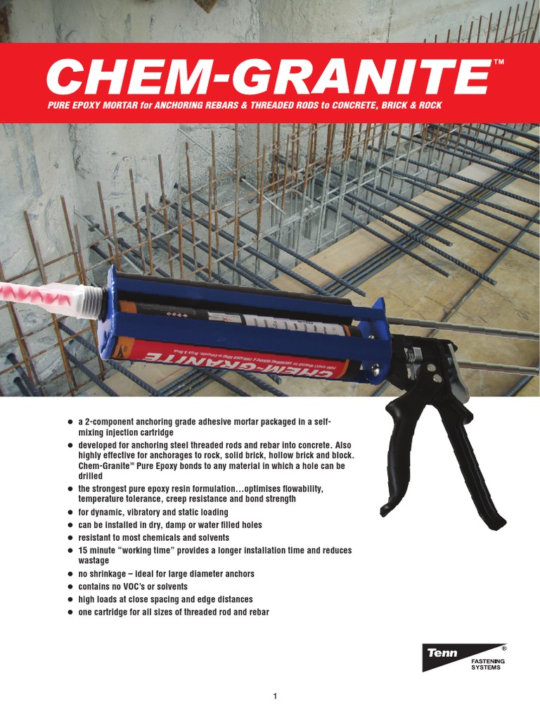 Pure Epoxy Mortar For Anchoring Rebars & Threaded Rods To Concrete ...