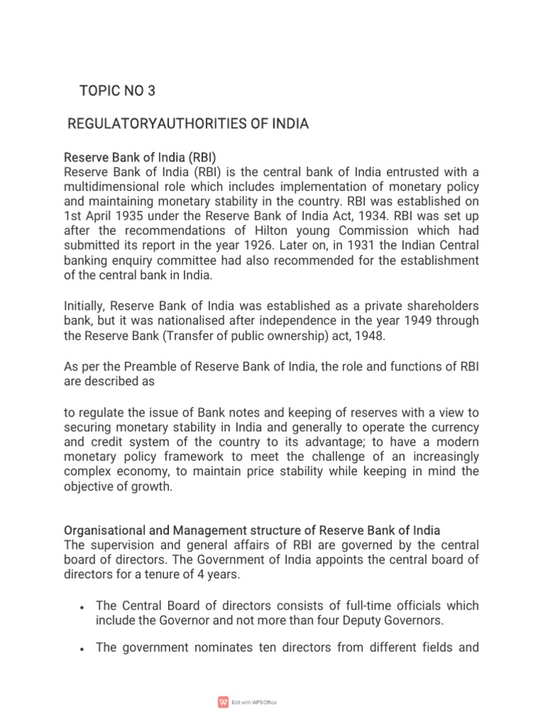 Banking and Finance Sy Bba Topic No.3 | PDF