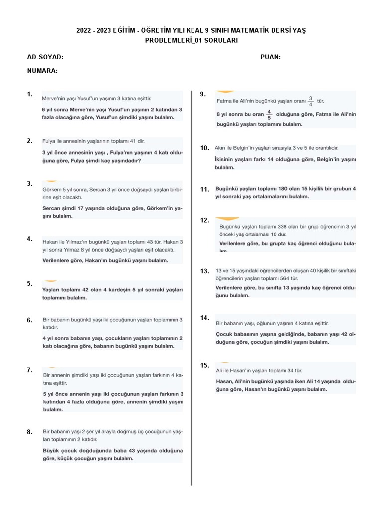 Yaş Problemleri - 01 | PDF