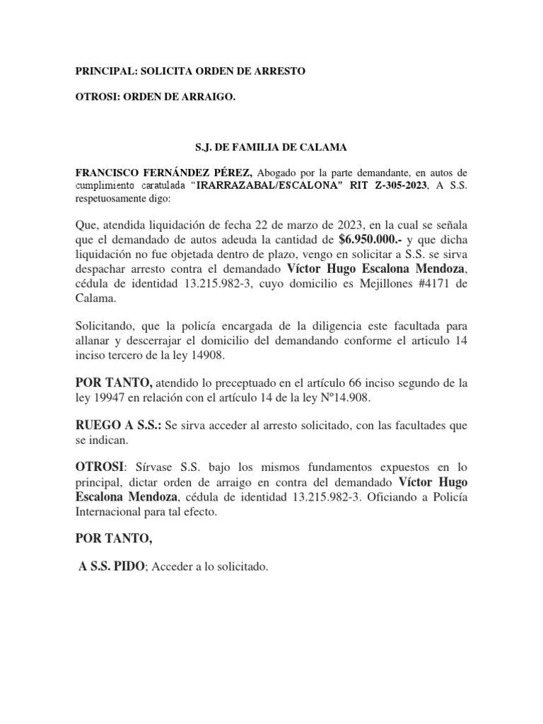 Orden de Arresto Escalona | PDF