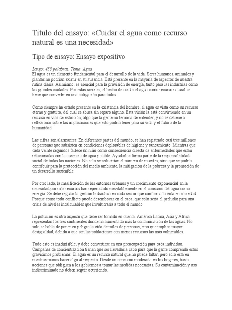 Cuidar El Agua Como Recurso Natural Es Una Necesidad | PDF | Agua | Vida