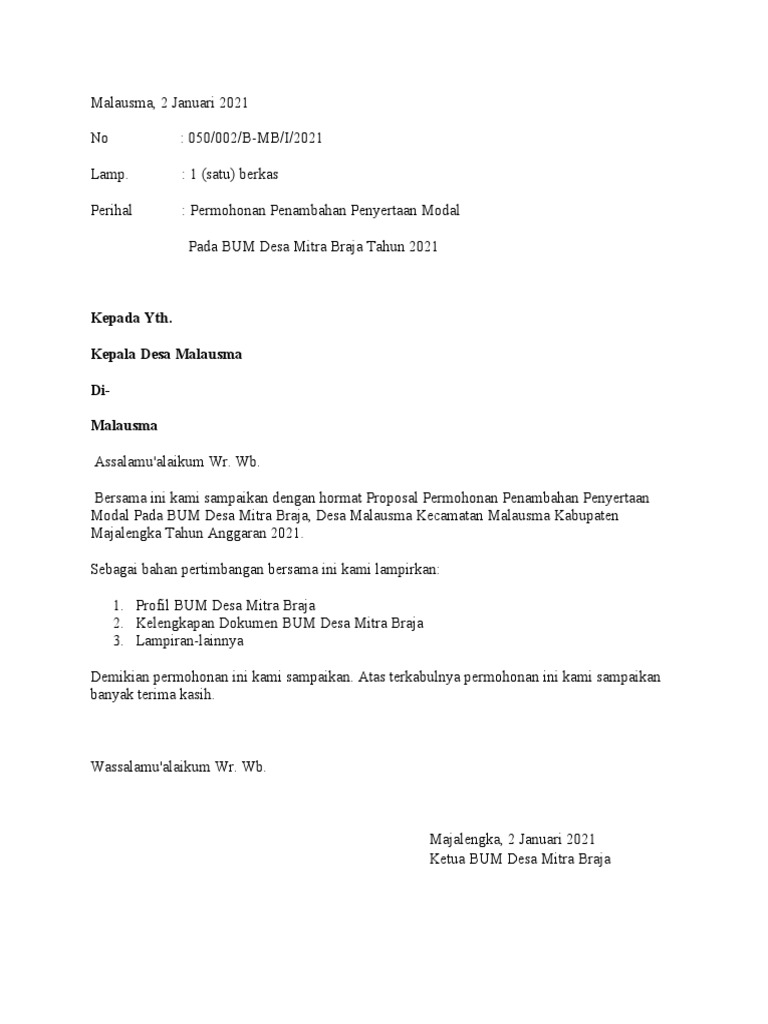 Proposal Bumdes Contoh | PDF