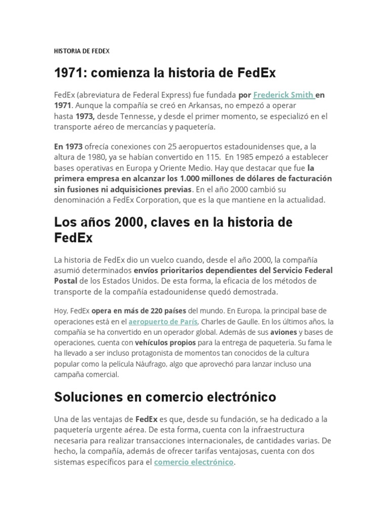 1971: Comienza La Historia de Fedex: Frederick Smith | PDF