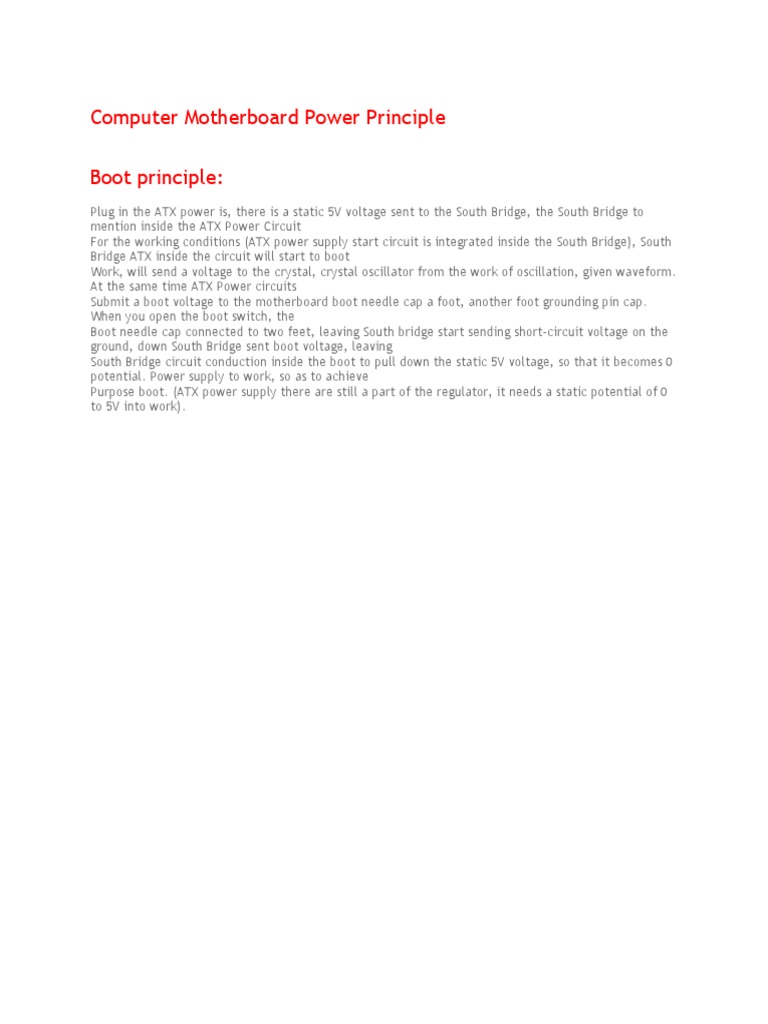 Computer Motherboard Power Principle | PDF