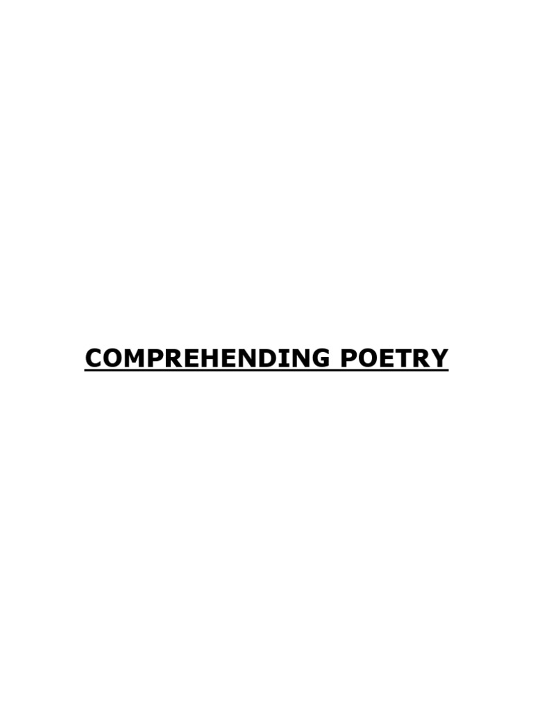 Comprehending Poetry | PDF | Poetry | Rhyme