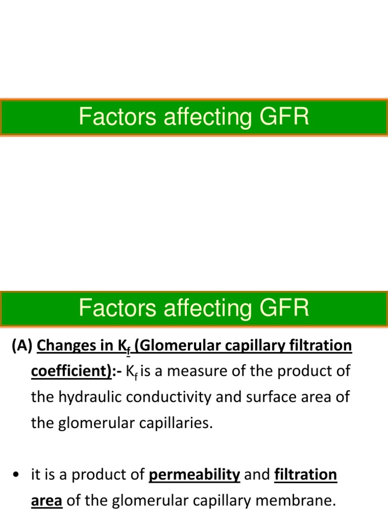 Factors affecting GFR