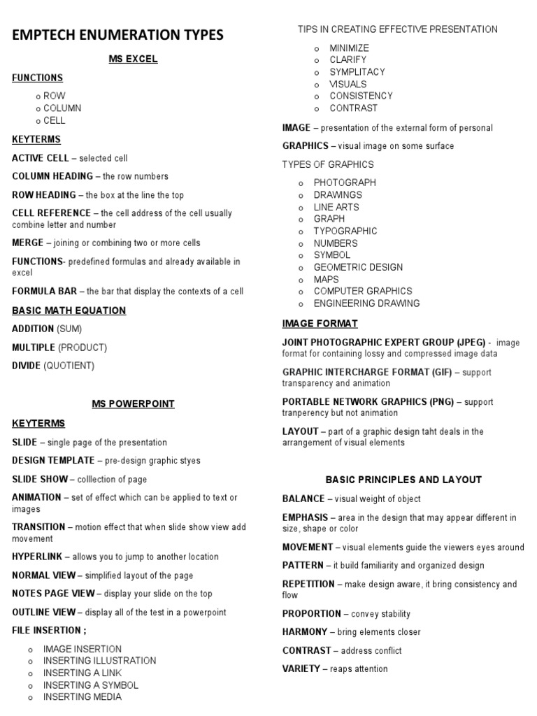 Emptech Enumeration Types | PDF | Graphics | Page Layout