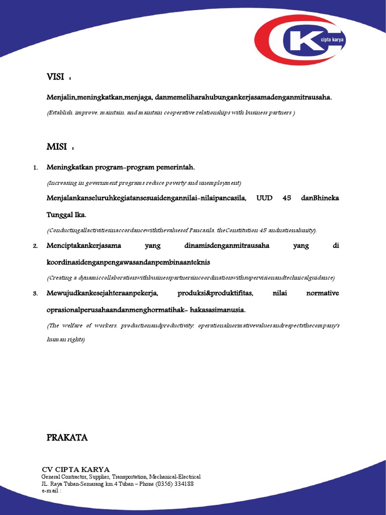 Company Profile CV - Cipta Karya | PDF